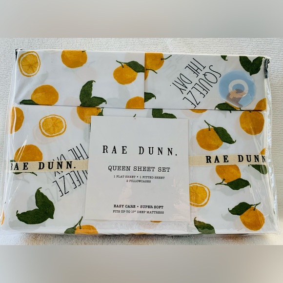 Rae Dunn | Bedding | Rae Dunn Squeeze The Day Sheet Set Queen | Poshmark